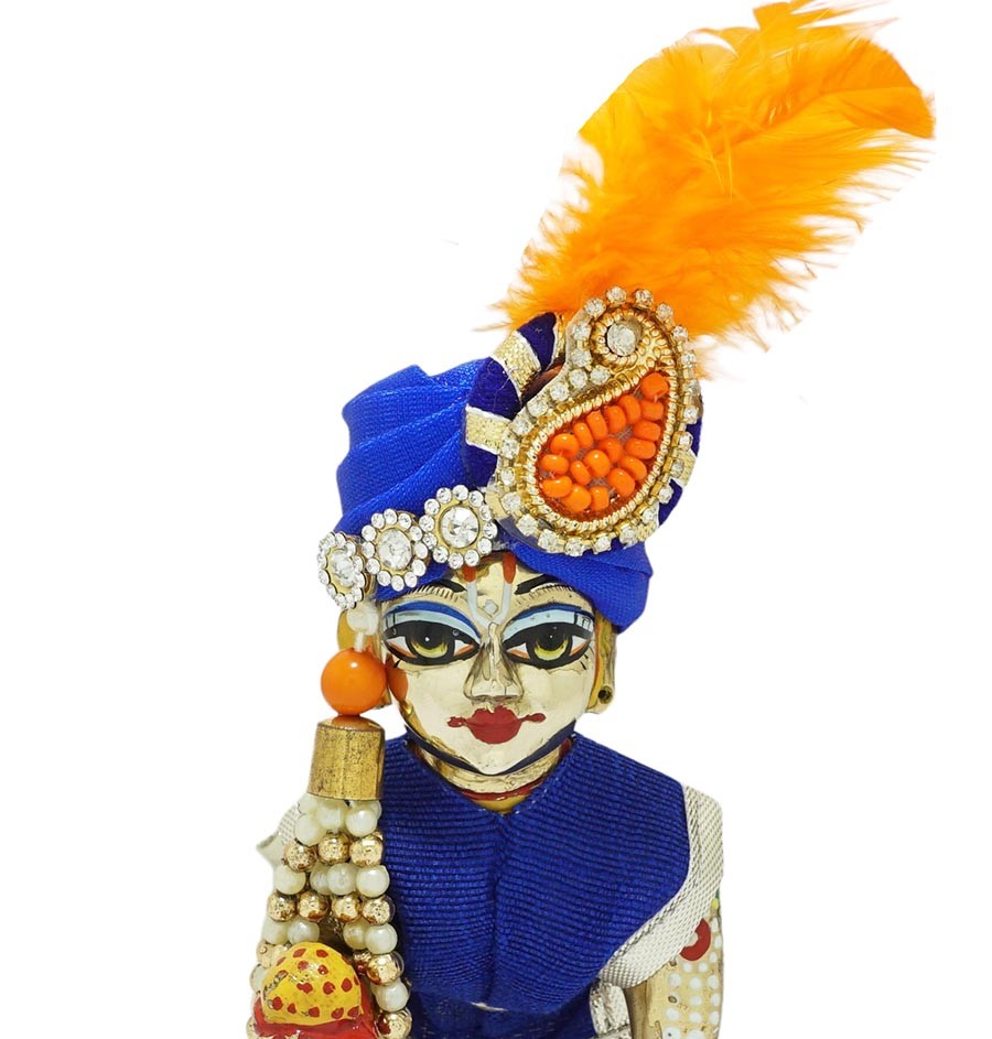 Designer Blue Orange Stone Patch Work Pugdi