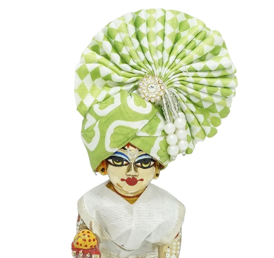 Beautiful Green Pearl Beads Work Cotton Summer Pugdi