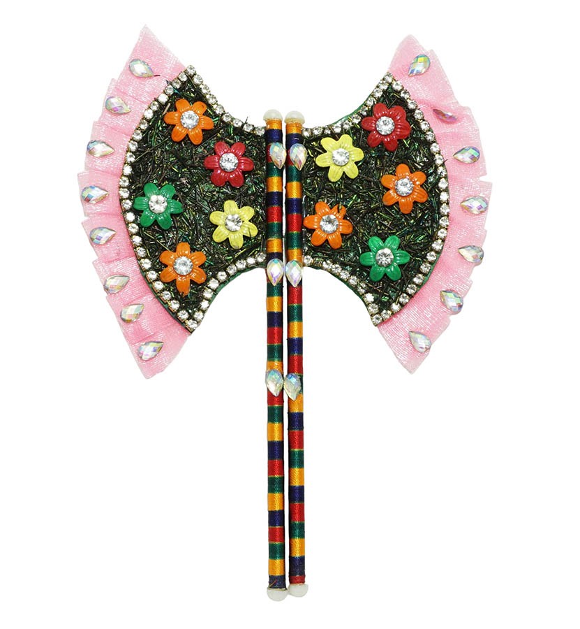 A Pair of Multi Stone Flower Work Hand Pankha