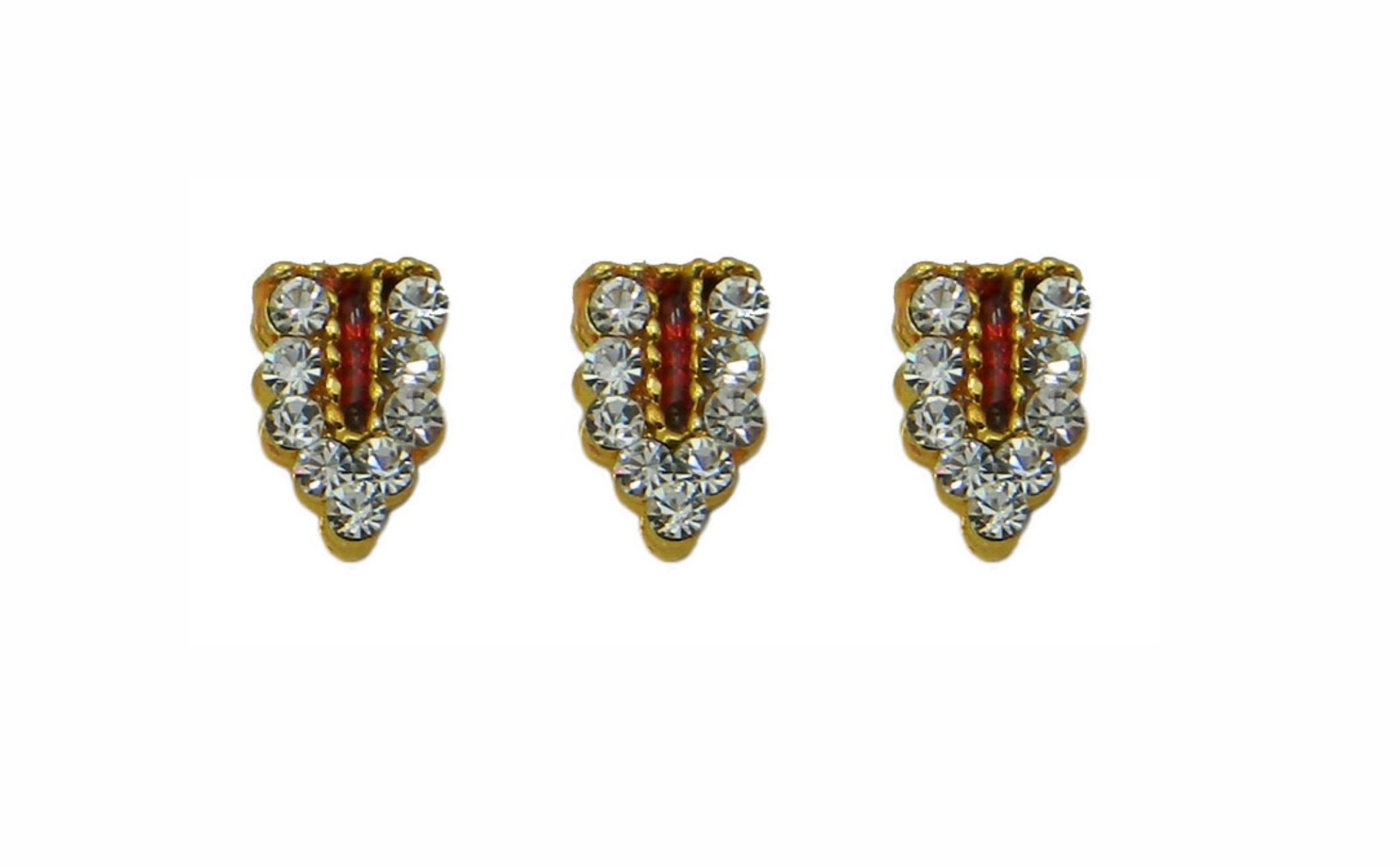 Pack Of 3 Red Stone Work Krishna Tilak