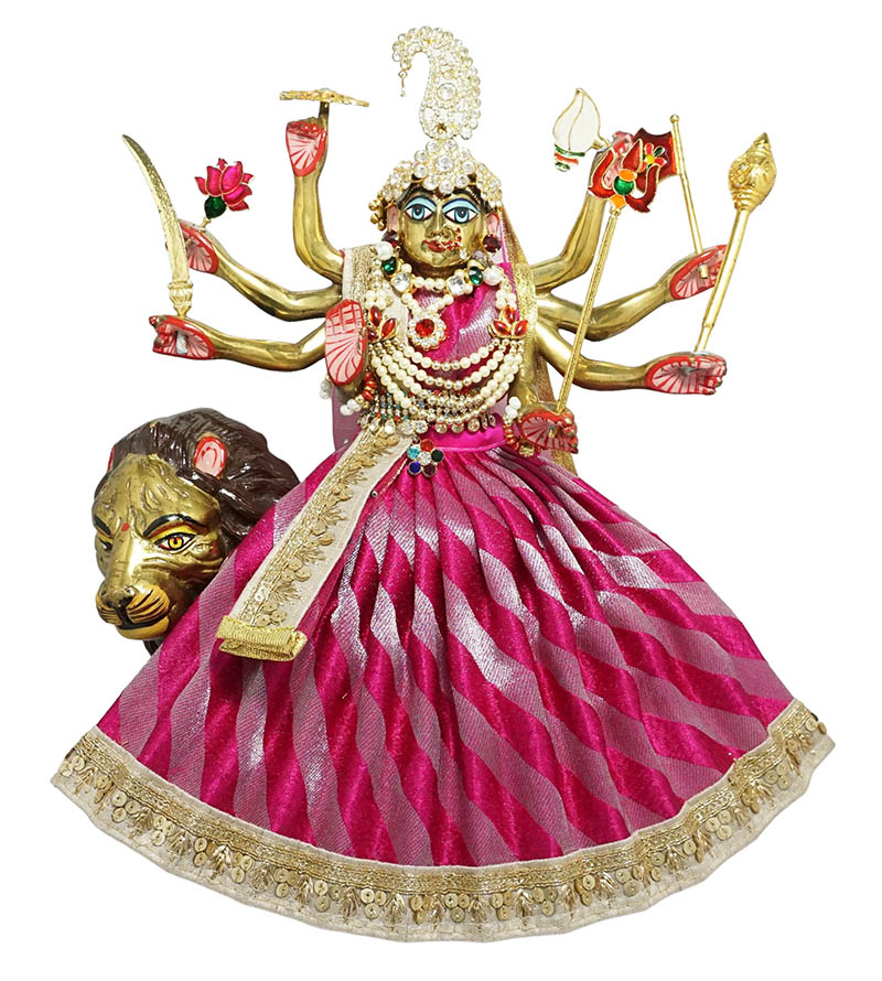 Buy Peach Sea Green Stone Kali Work Durga Dress Online - Amfez