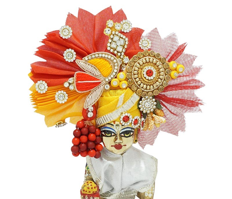 Designer Red & Yellow Stone Patch Work Pugdi