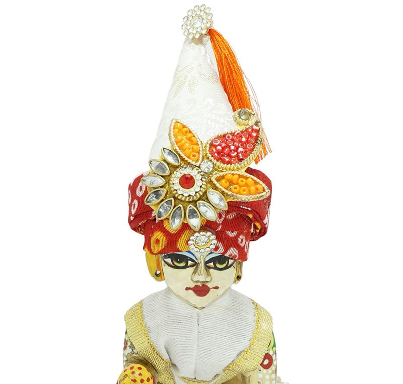 Designer Red & White Stone Patch Work Bengali Pugdi