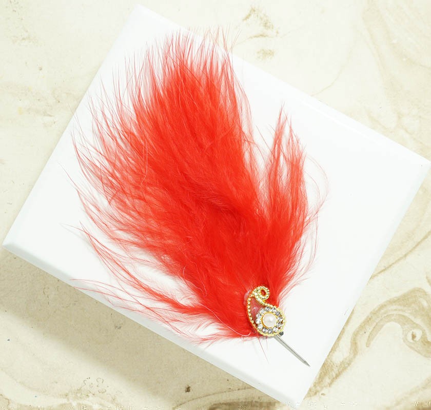 Red Stone Patch Work Feather Kalangi