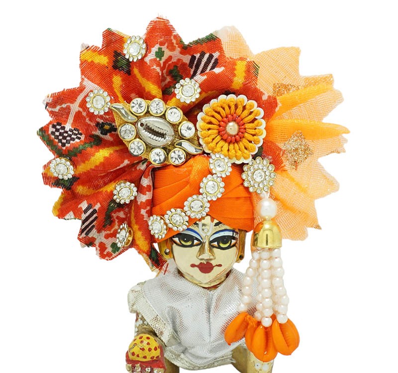 Designer Orange Stone Patch Work Pugdi