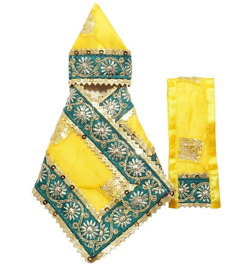 Amfez Yellow Green Lace Work Sai Baba Dress